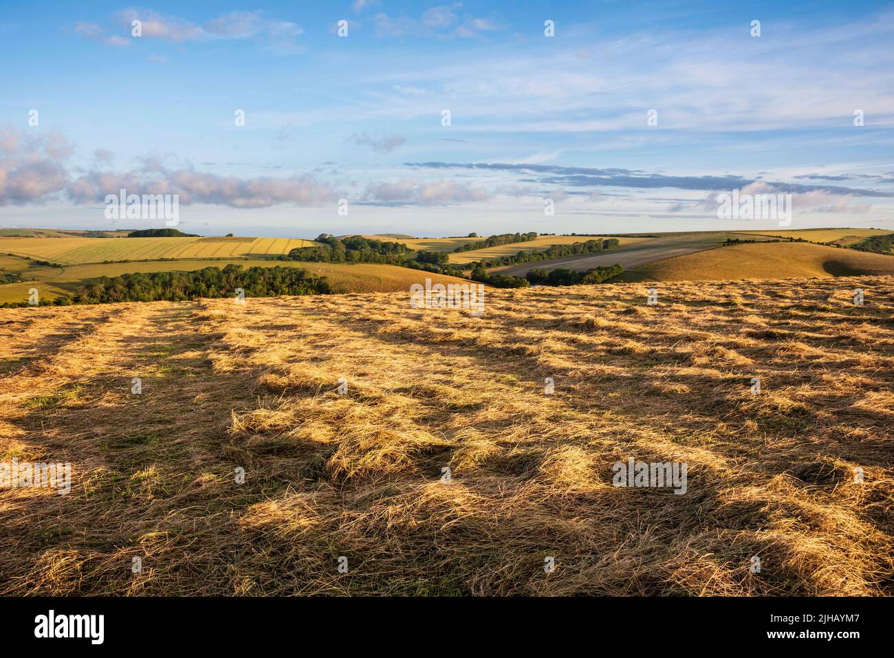 Beautiful Summer sunrise English countryside landscape image with ...