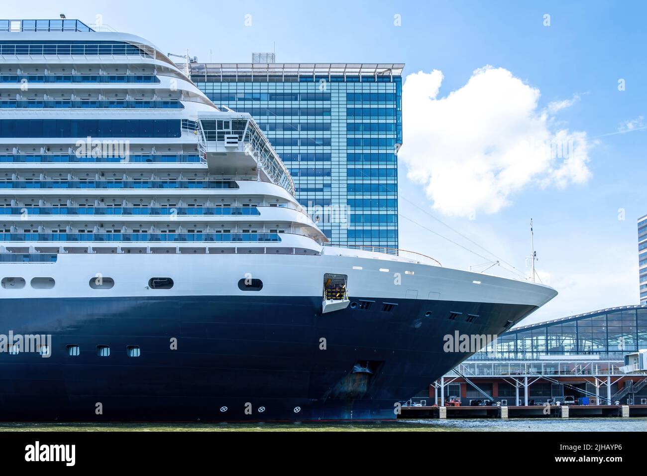Amsterdam harbor. Line Cruise Ship docked at Holland Netherlands ...