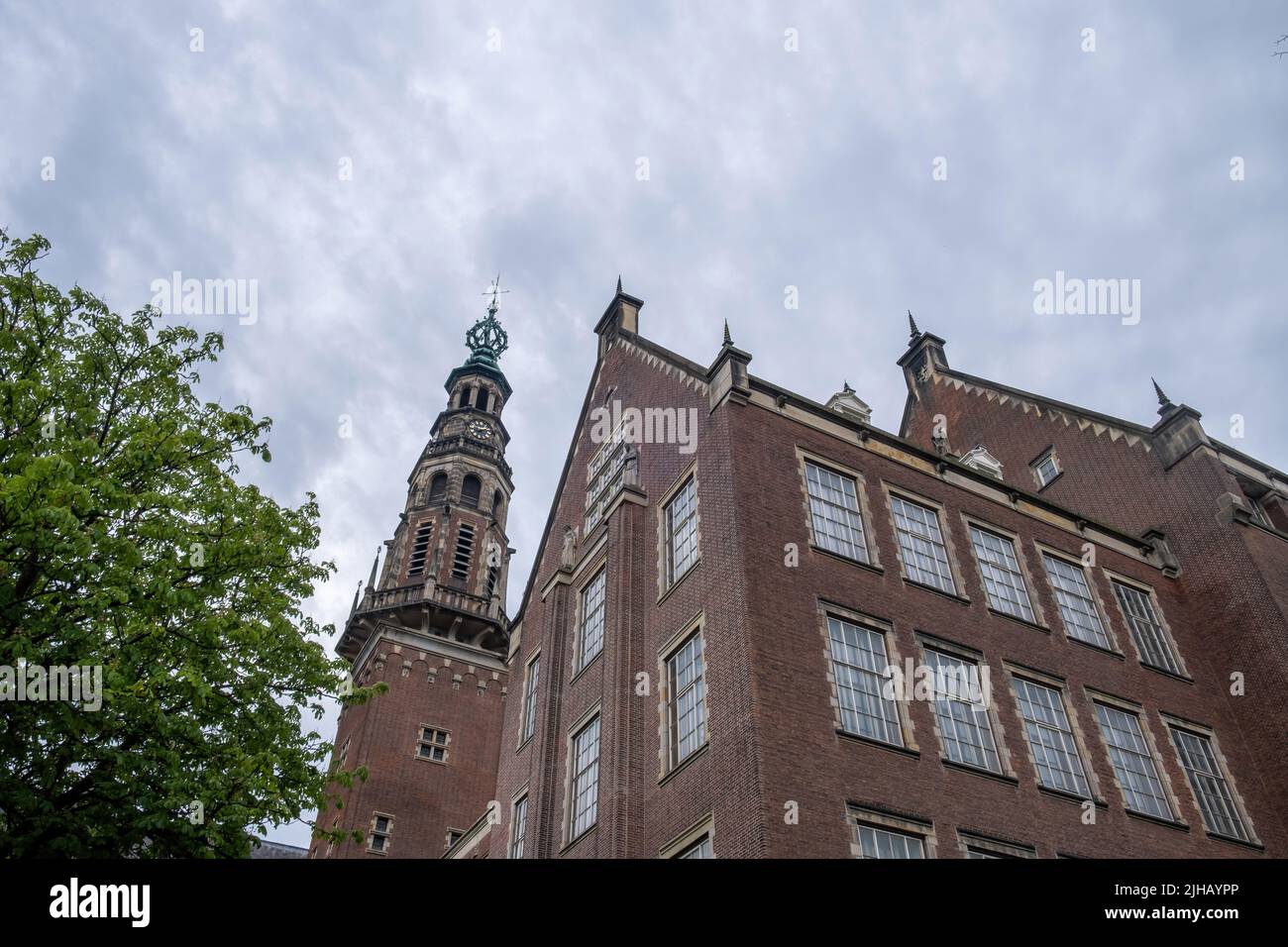 Leiden City Hall building. Renaissance rhythm Town Hall with red brick ...