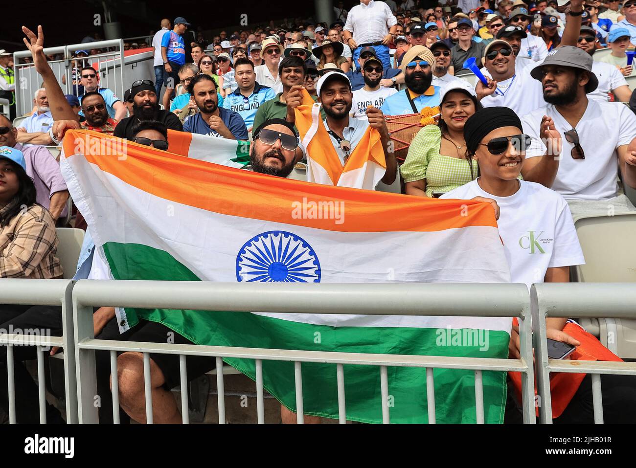 India fans enjoying todays cricket at Old Trafford Stock Photo - Alamy