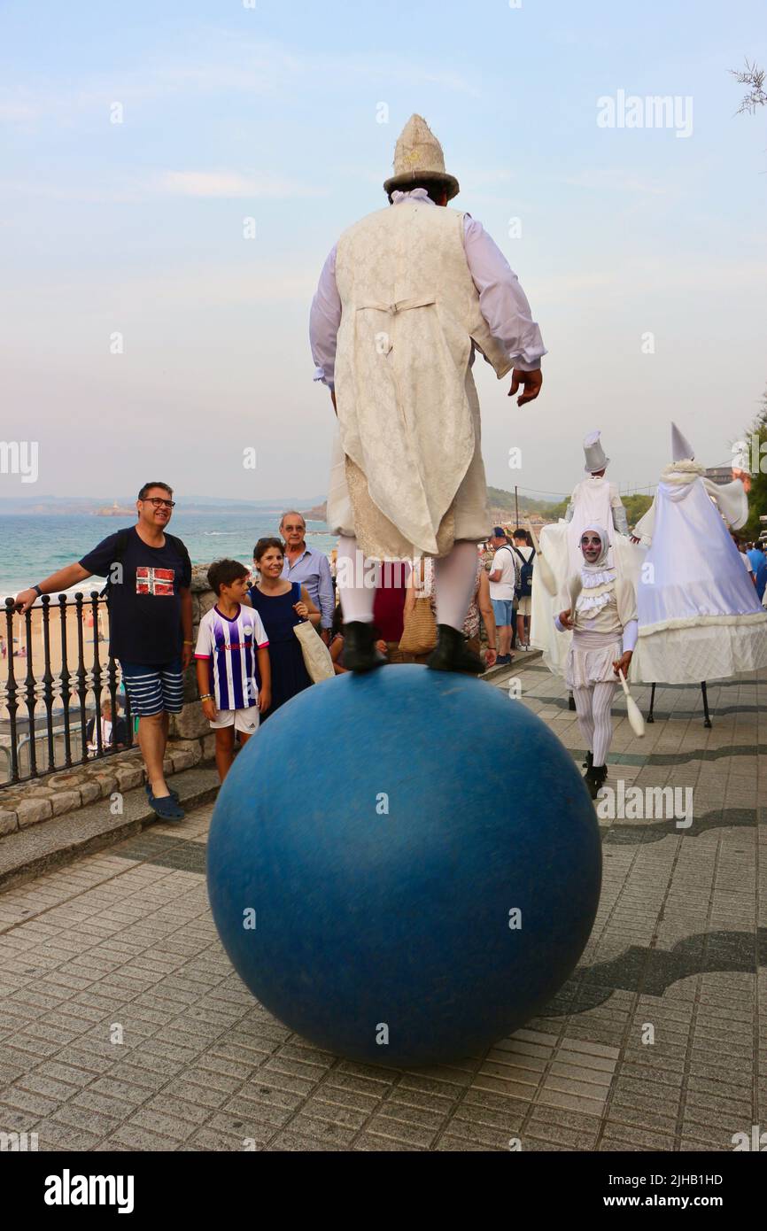 Bambolea circus performers public event in the street near Piquio ...
