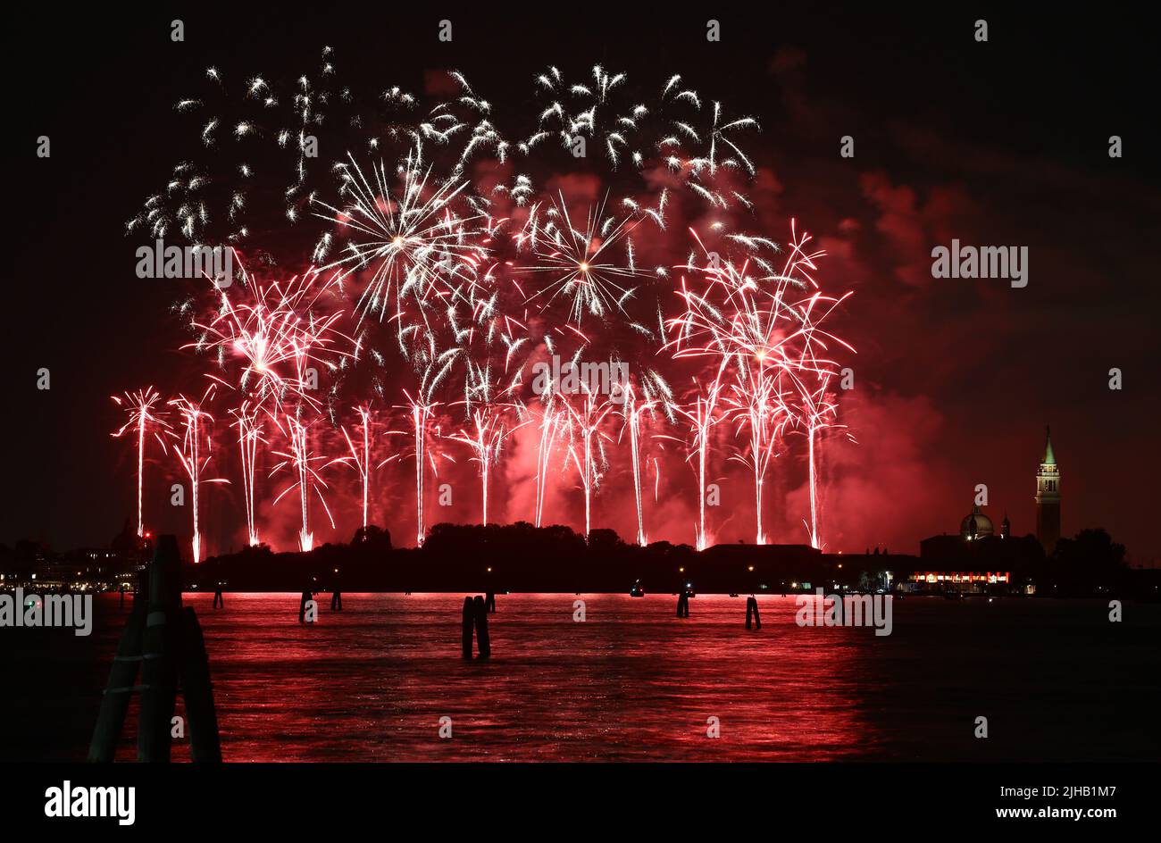 Venice, Italy: Fireworks during the Redentore festivity in the 16 July ...