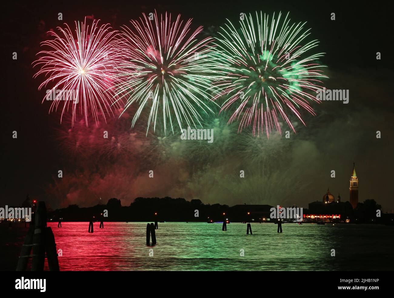 Venice, Italy: Fireworks during the Redentore festivity in the 16 July ...