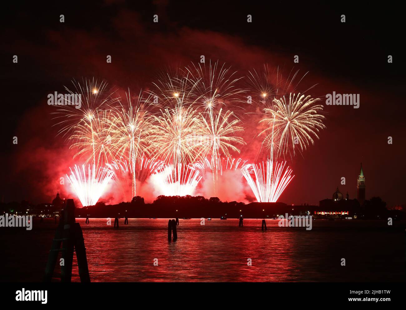 Venice, Italy: Fireworks during the Redentore festivity in the 16 July ...