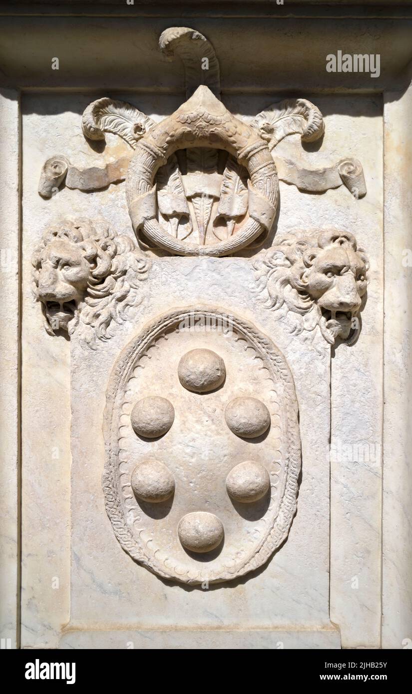 Medici Coat of Arms Emblem Piazza di San Lorenzo Florence Italy Stock ...