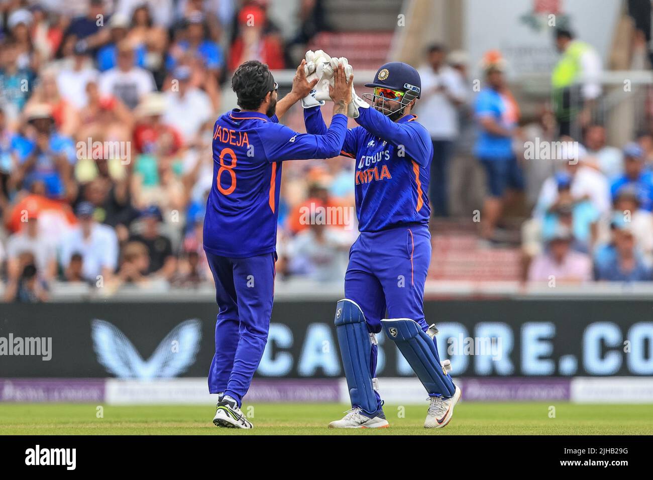 Rishabh Pant of India celebrates catching Moeen Ali of England with ...