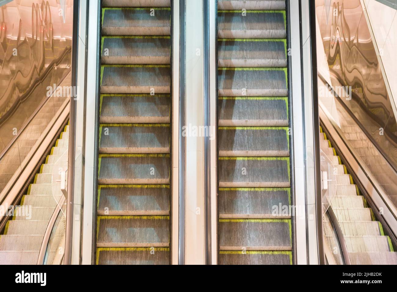 line escalators with metal coating Stock Photo - Alamy