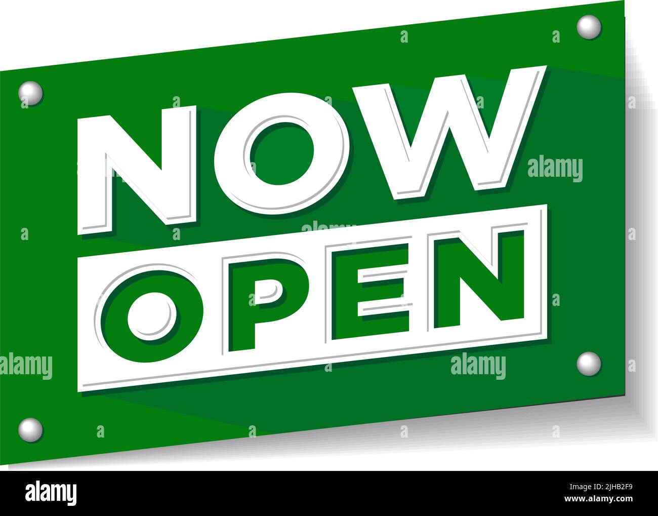 Now open notice sign for entance door or website. Vector sticker on ...