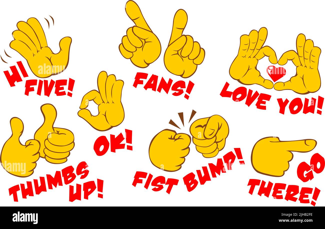 Comic hand gestures set. Template for icons, emoticons, social networks ...