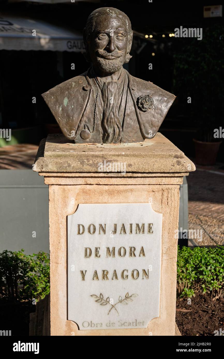 Bust of Don Jaime de Mora y Aragon. Marbella, Malaga province, Spain ...