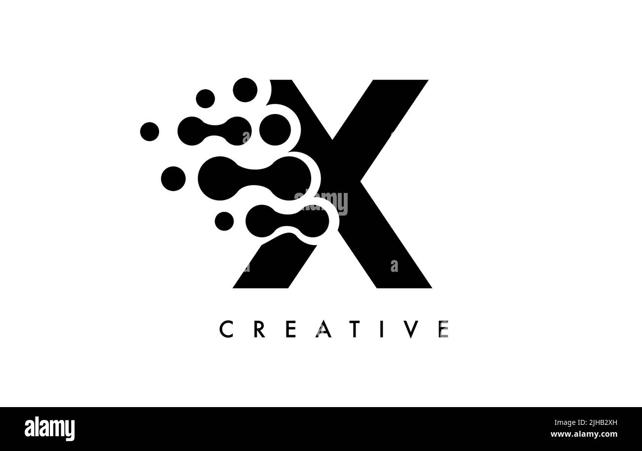 Letter X Dots Logo Design with Black and White Colors on Black ...