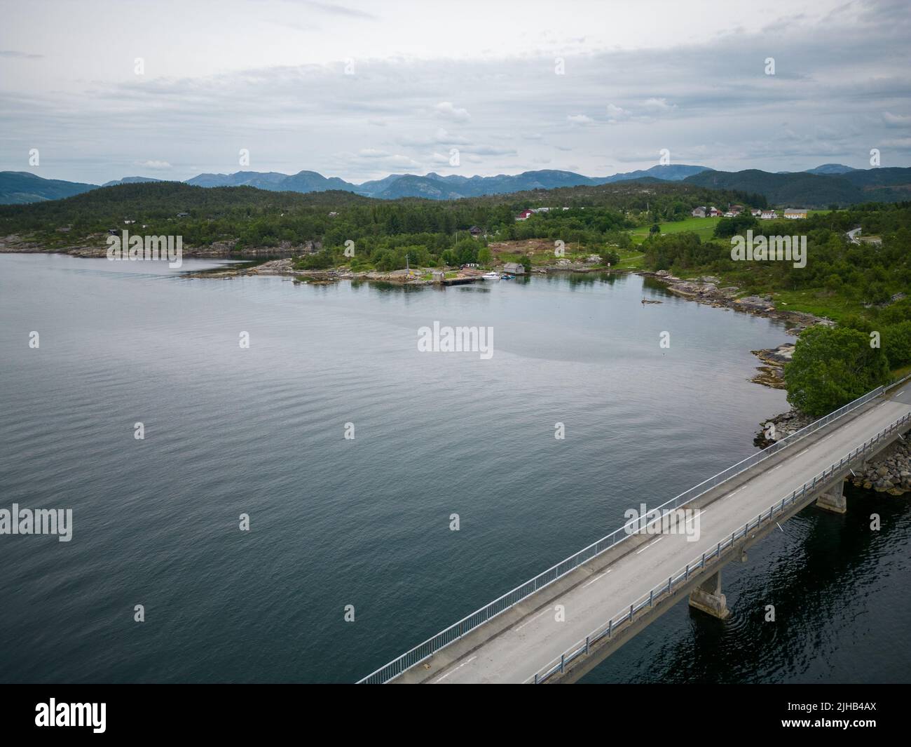 An aerial shot of a Bridge connecting two islands at Idse, Norway Stock ...