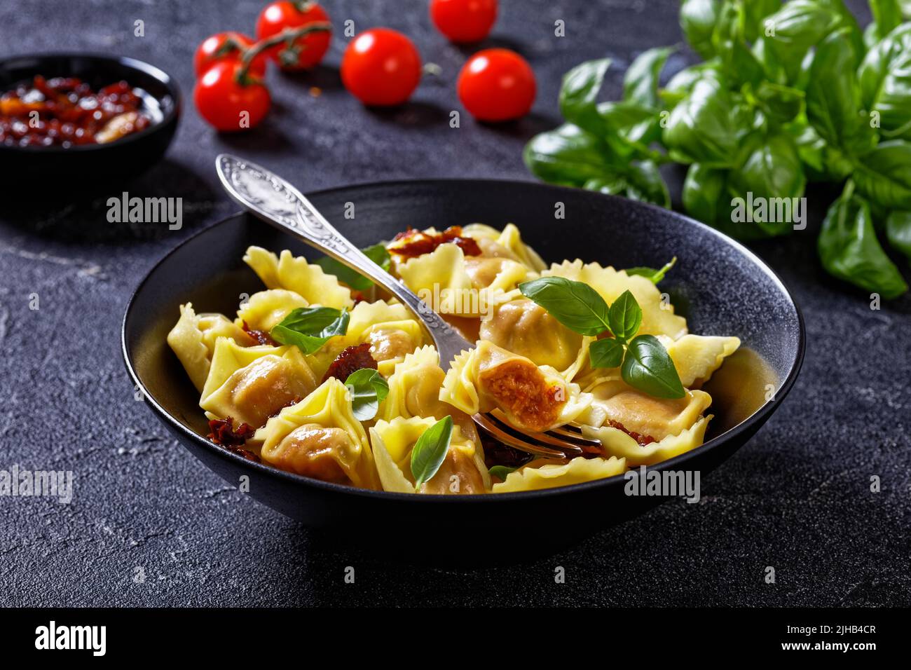 italian Tortelloni with sun dried tomatoes and ricotta cheese filling ...