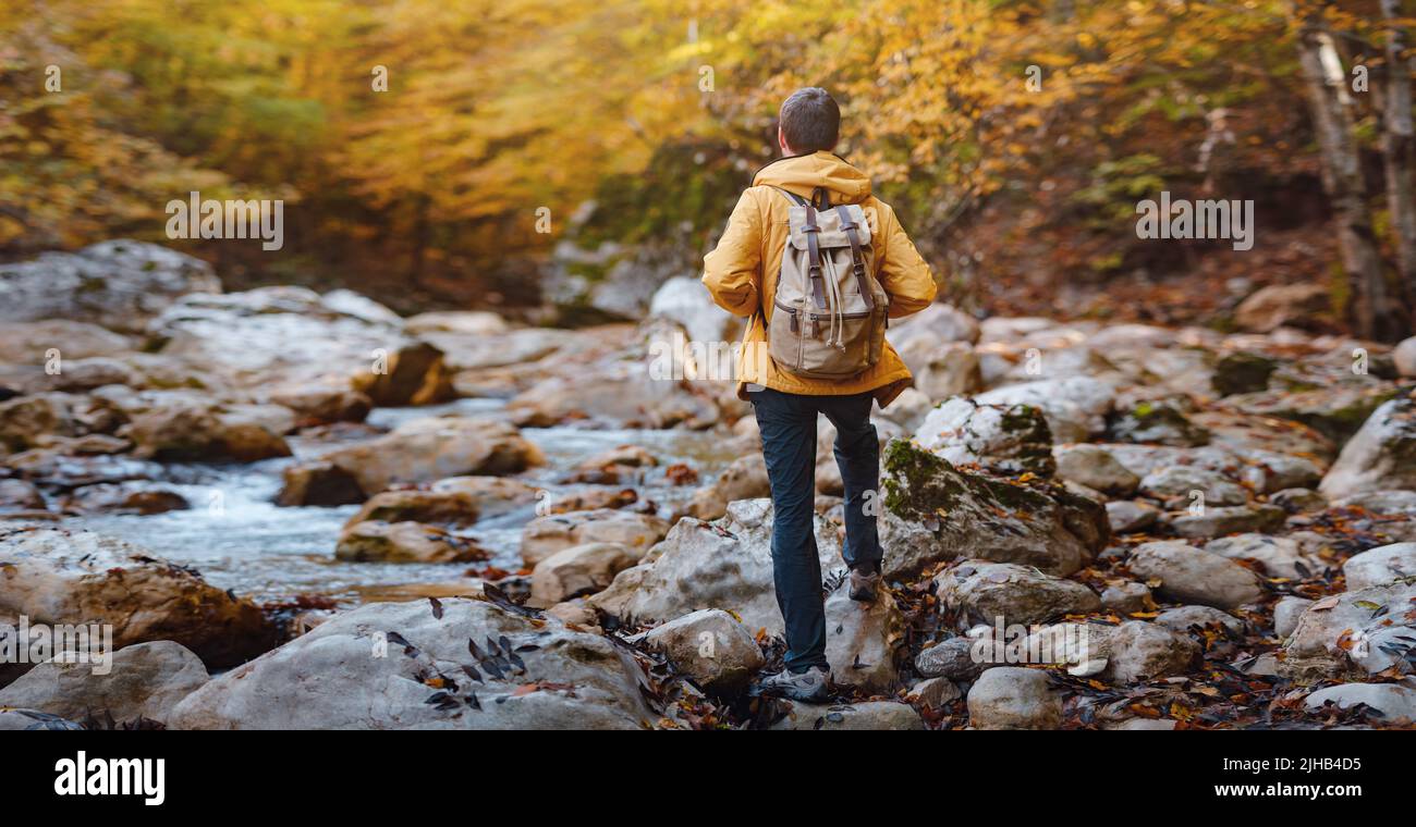 Travel and road trip concept at autumn. Adventure and active lifestyle ...