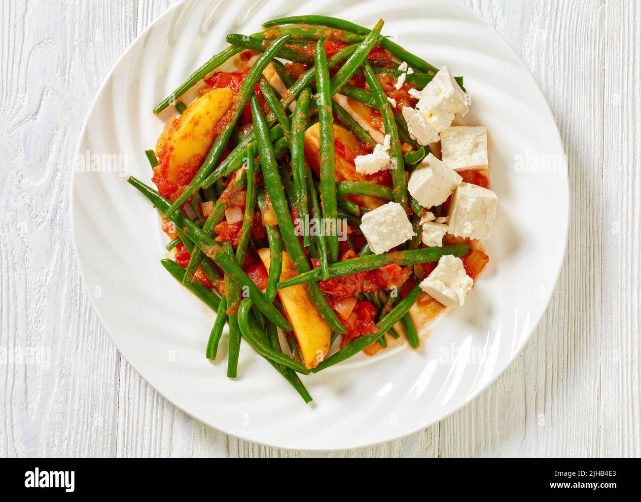fasolakia lathera, green beans, onion and potatoes stewed in tomato ...