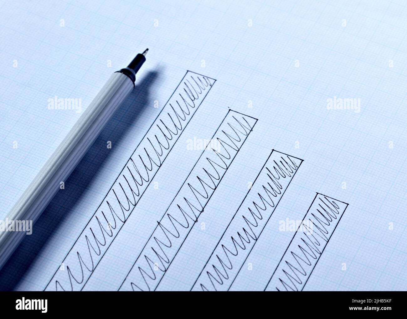business finance pencil graph chart office Stock Photo - Alamy