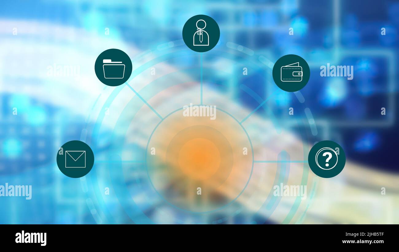 blue digital background with Pearson information icons Stock Photo - Alamy