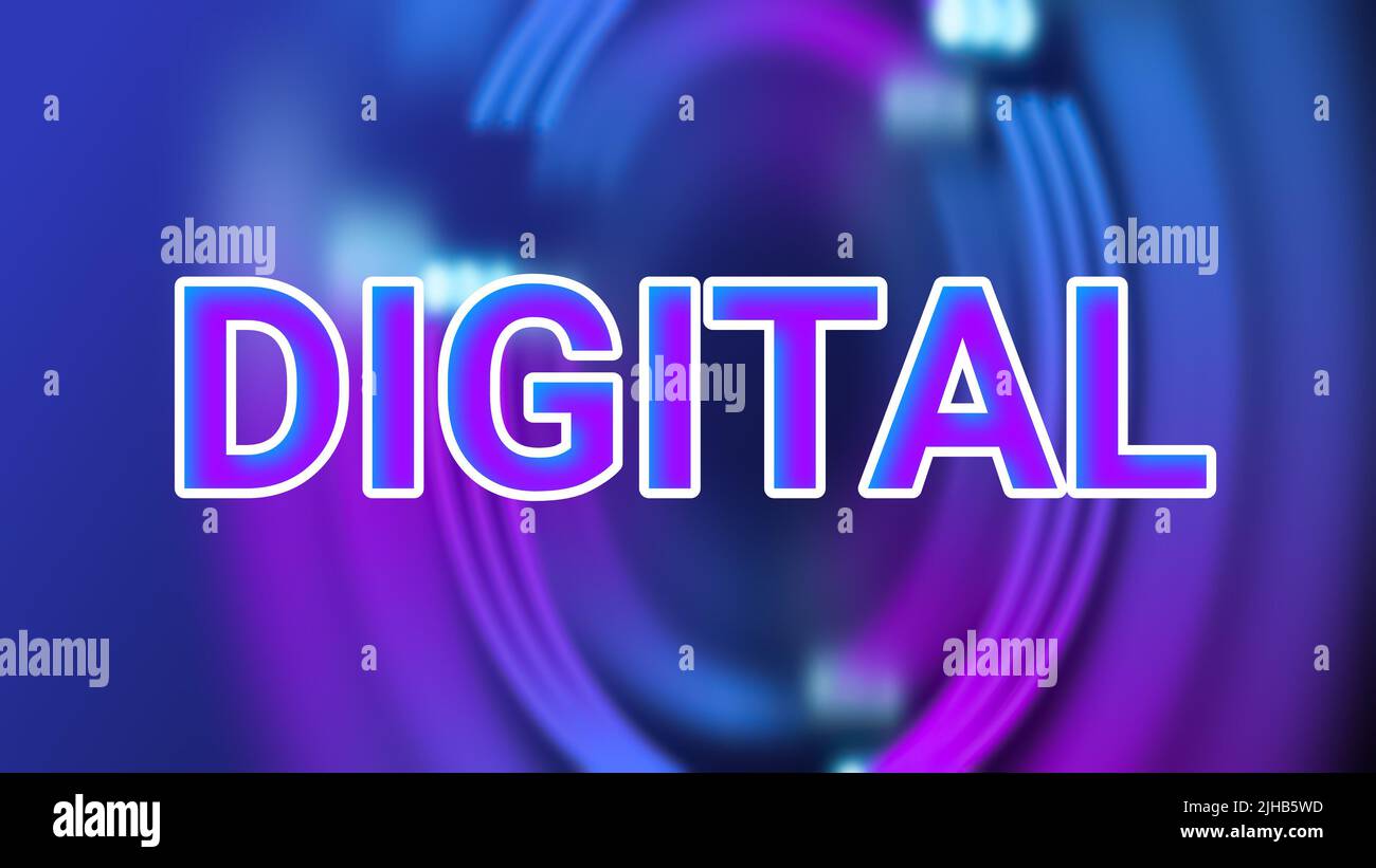 digital word isolated on blur pink and blue colour Stock Photo - Alamy
