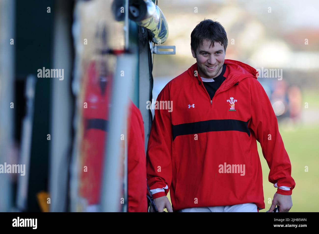 a happy Wales capt Ryan Jones arrives for training. Wales rugby ...