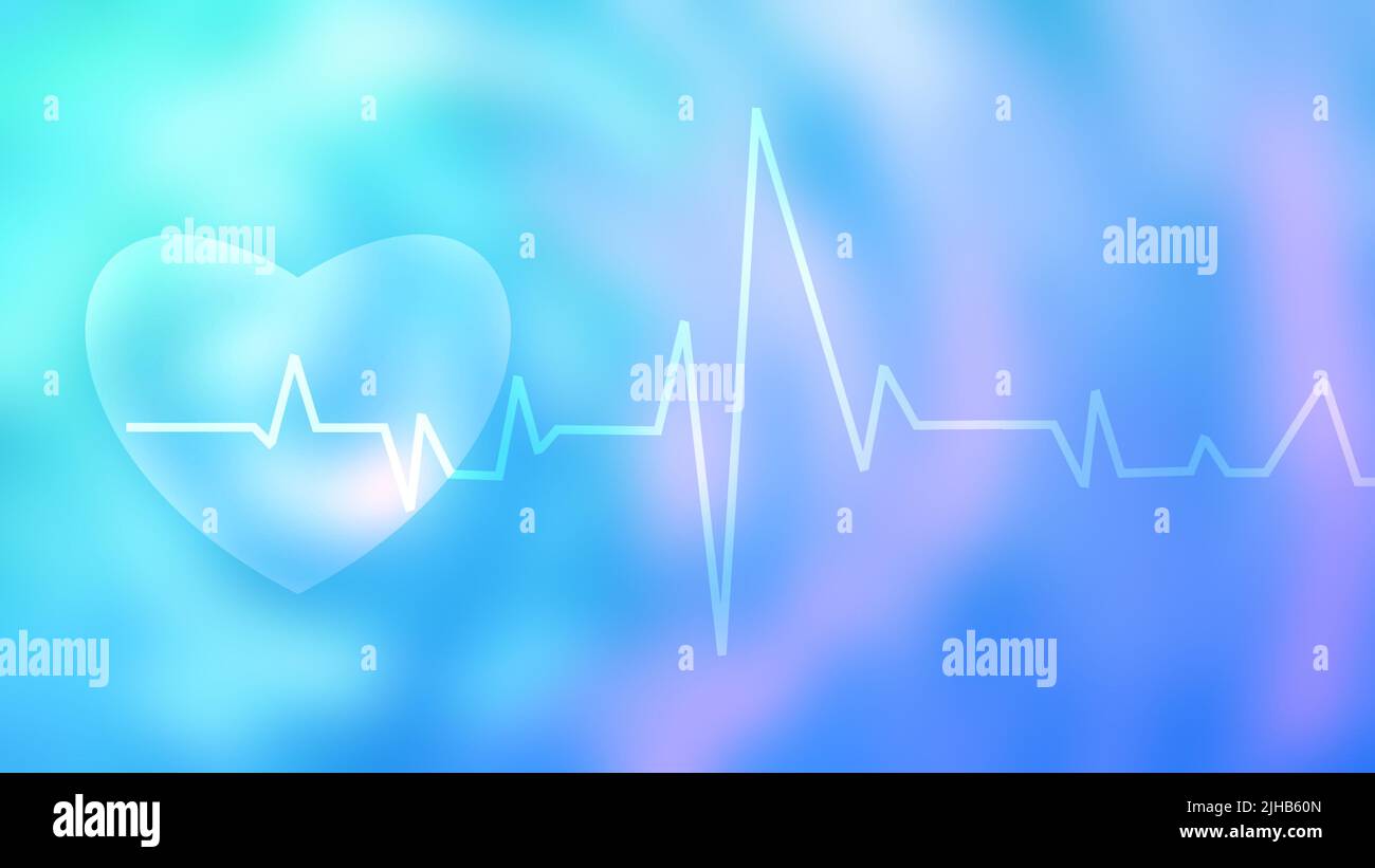 smooth heart background with heart beat on blue and pink gradient ...