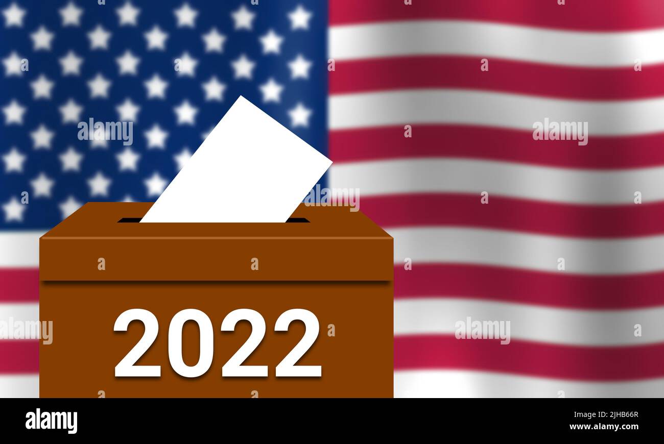 election in 2022 concept image with blur American flag Stock Photo - Alamy