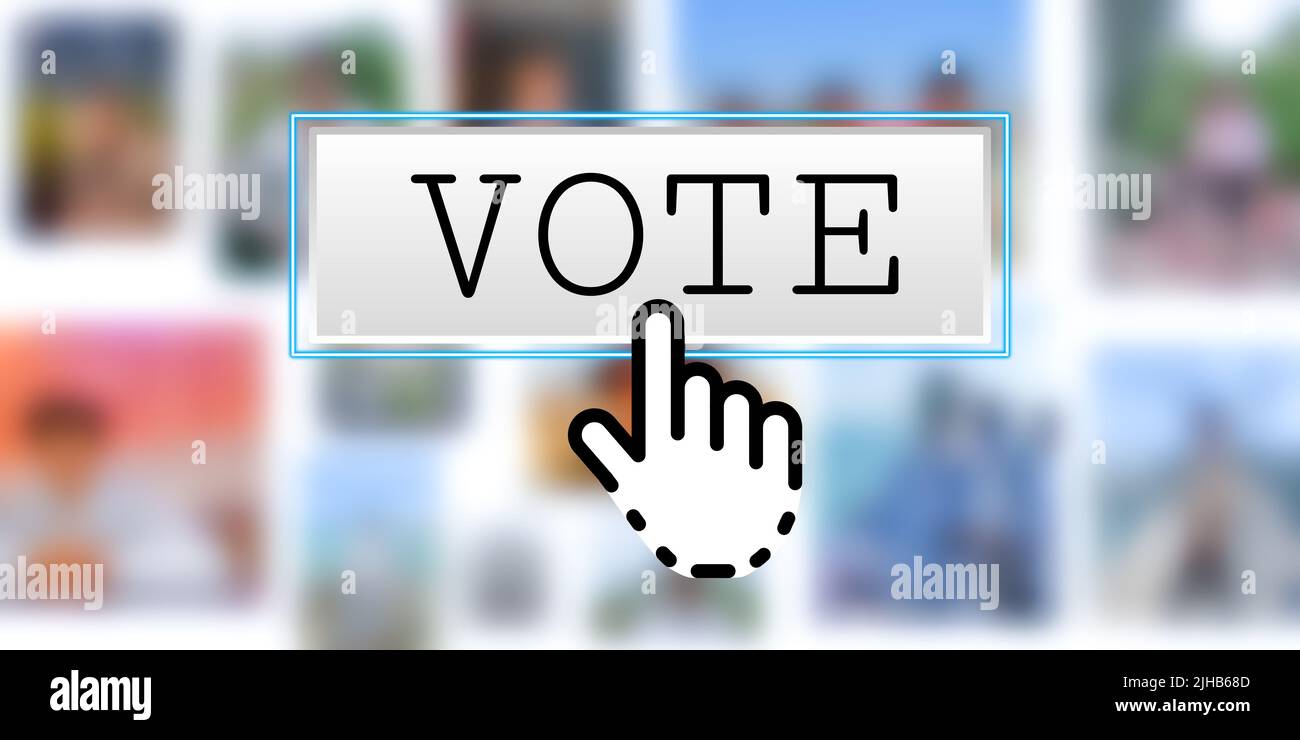 voted people blur photo behind the vote button. concept for election ...