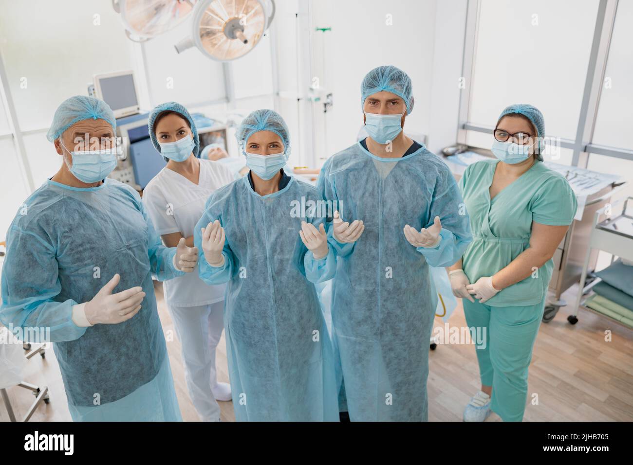 Team of surgeons in the operating room ready for surgery in clinic ...