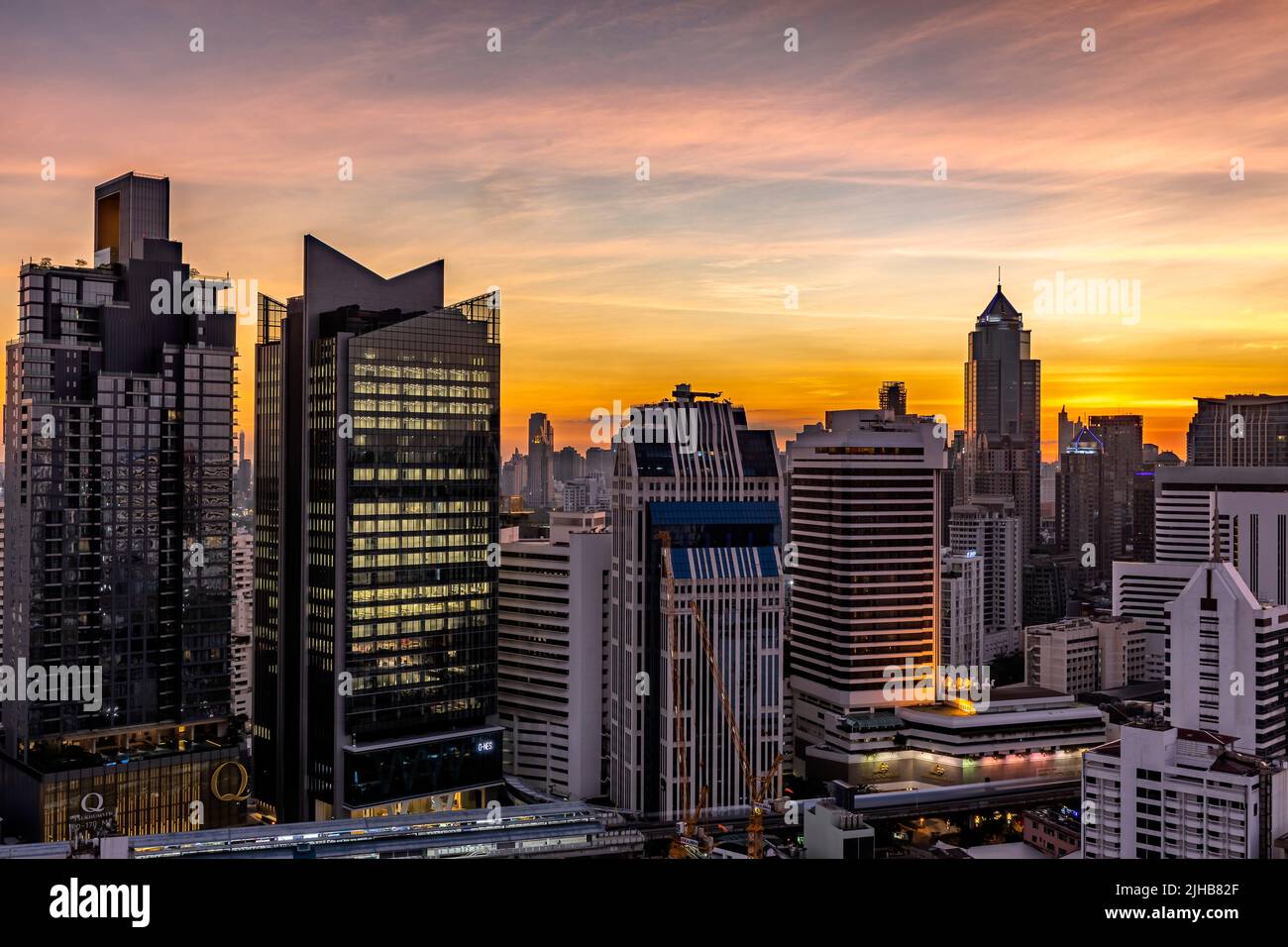 Sukhumvit area skyline at sunset, , Bangkok, Thailand Stock Photo - Alamy