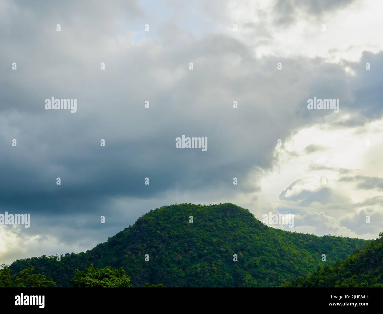 Beautiful landscape of green forest mountain view and tropical rain ...