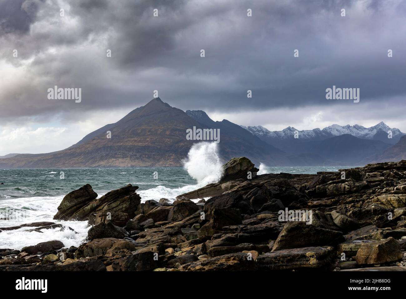 The View from Elgol across Loch Scavaig towards the Cuillins Mountains ...