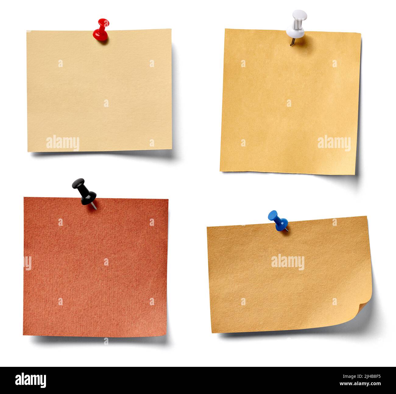 collection of various vintage note paper on white background. each one ...