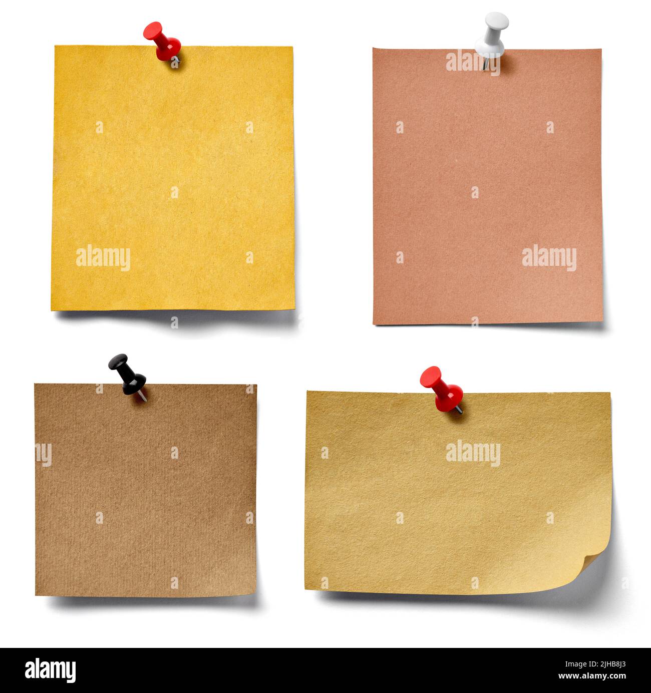 collection of various vintage note paper on white background. each one ...