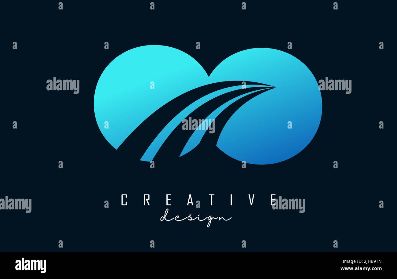 Creative blue letter OO o logo with leading lines and road concept ...