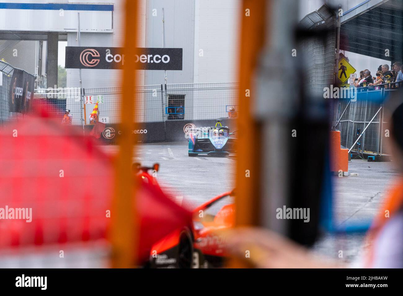 Oliver Turvey of NIO team drives under sudden heavy rain while red flag ...