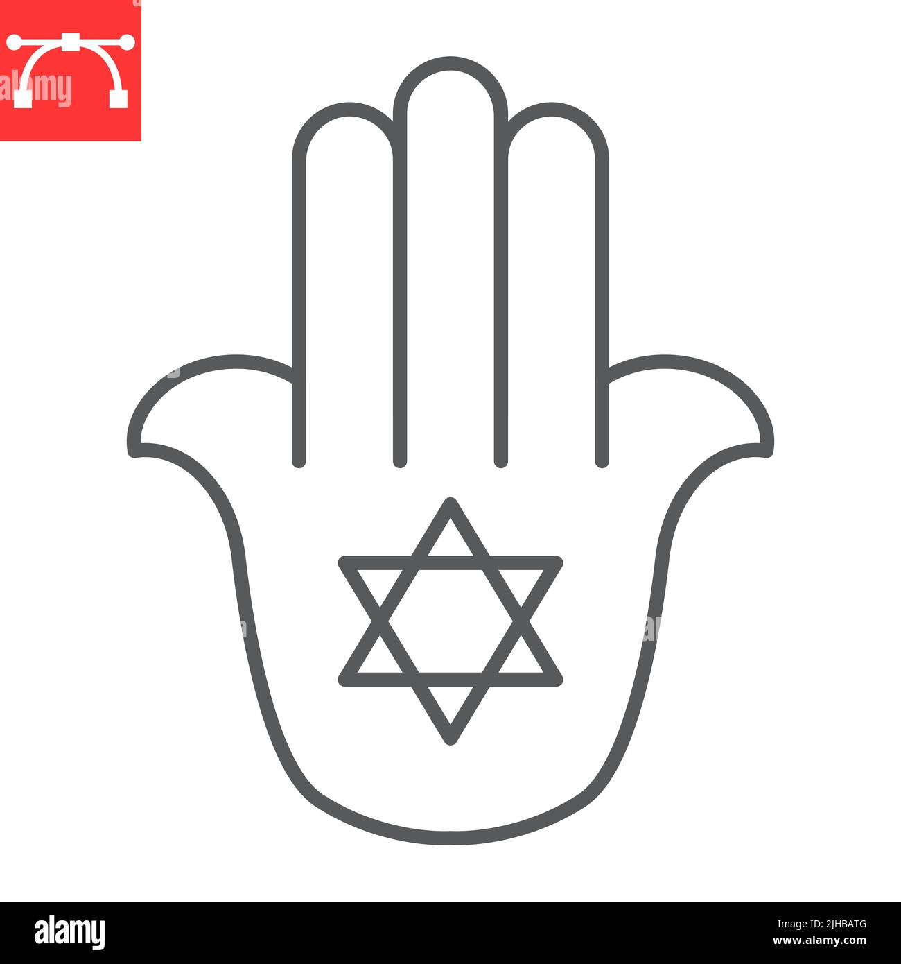 Jewish hamsa line icon, hanukkah and talisman, hamesh hand vector icon ...