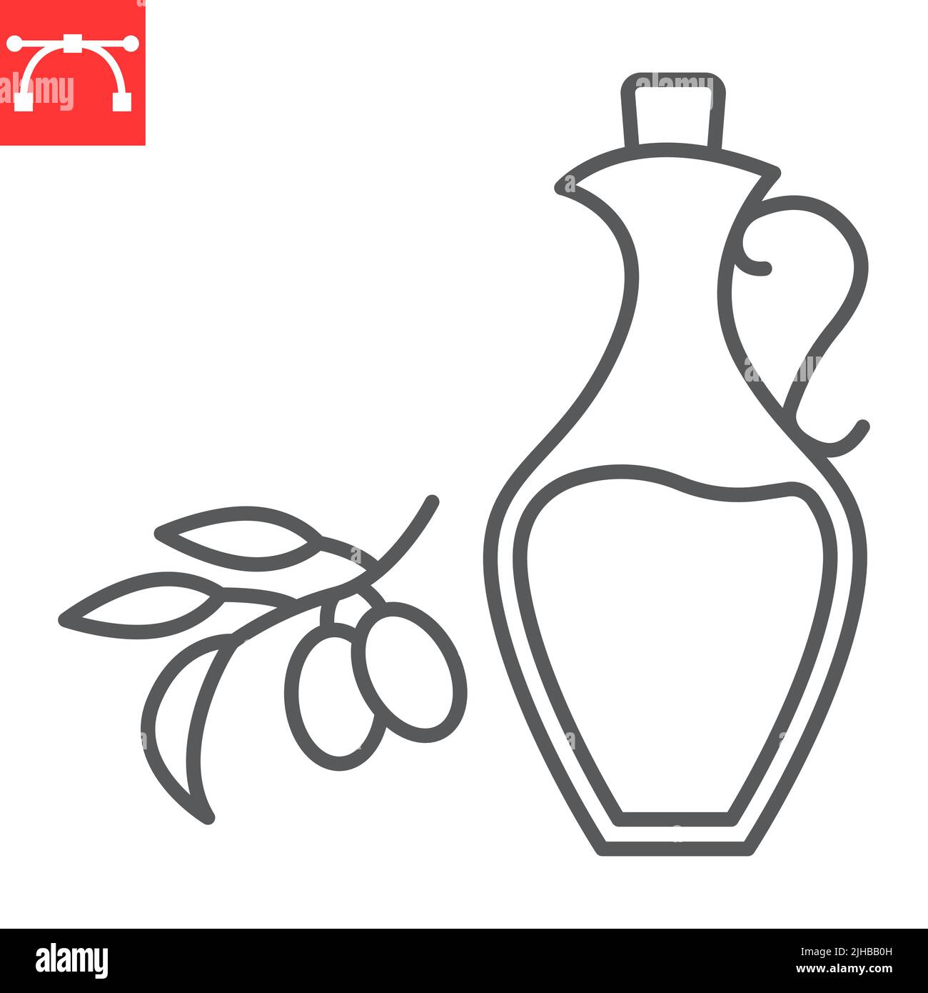 Olive oil line icon, vegetable and healthy, bottle of olive oil vector ...