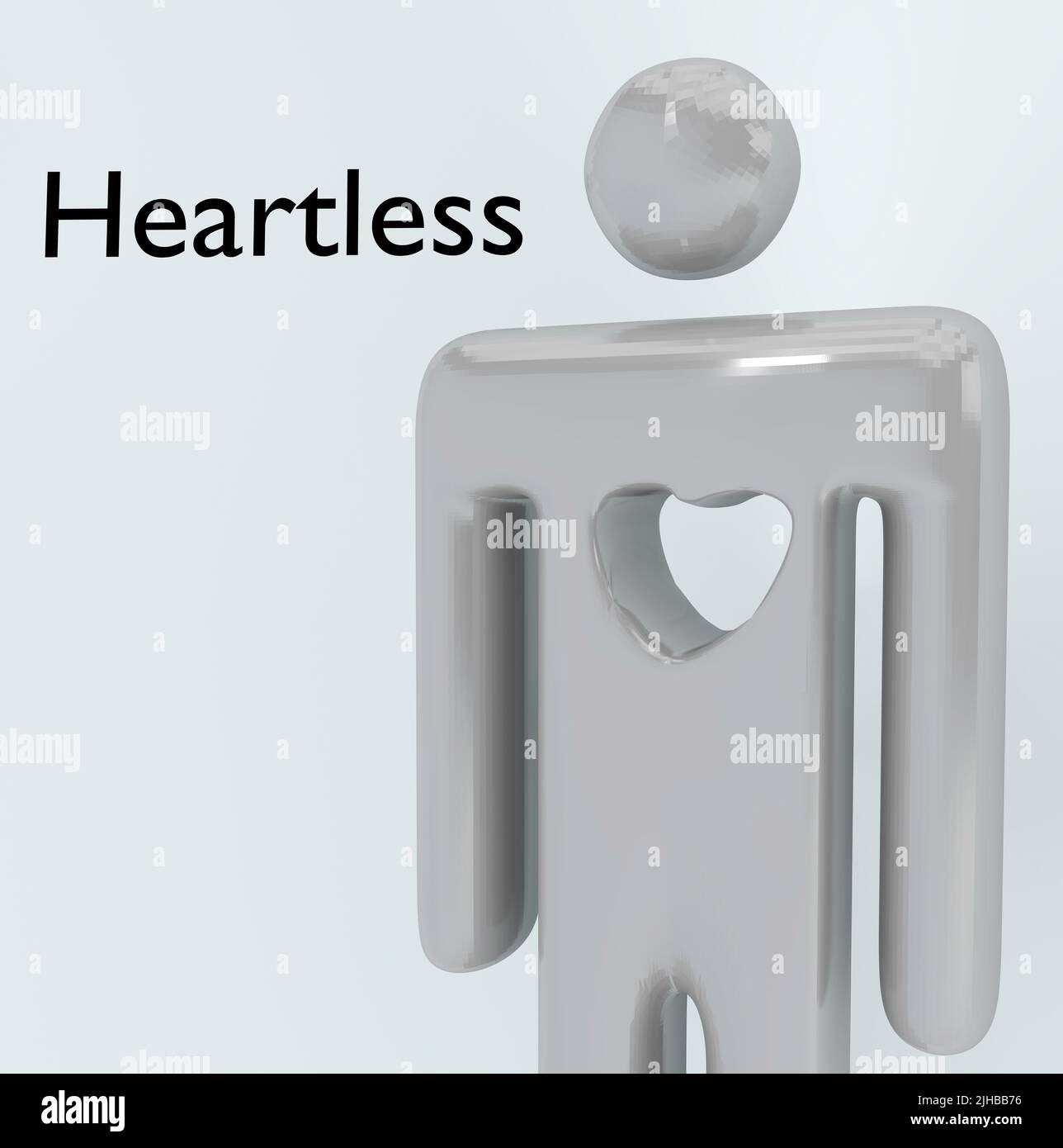 3D illustration of a man silhouette with hole in its chest shaped as ...