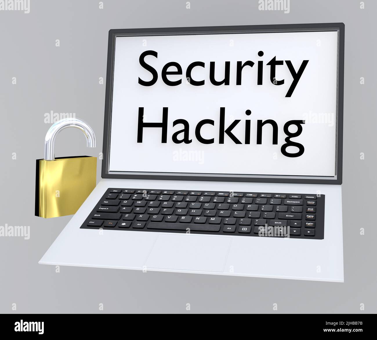 3D illustration of Security Hacking script on laptop's screen, with an ...