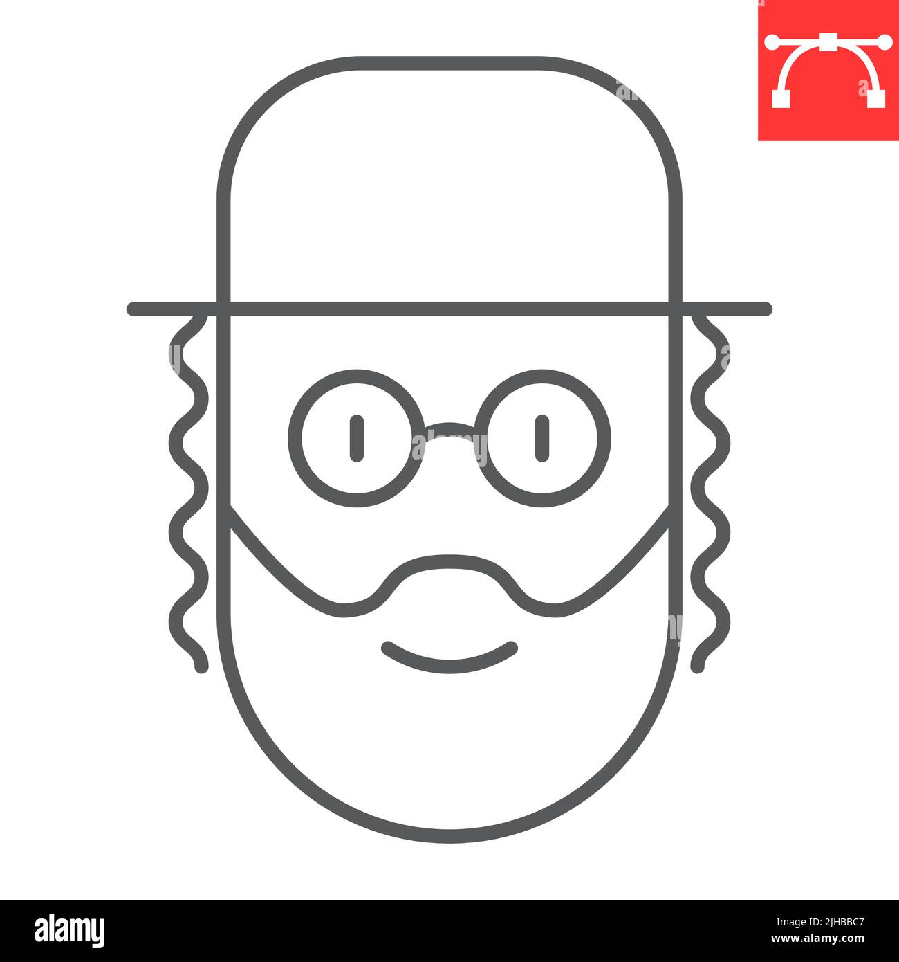 Rabbi line icon, hanukkah and jewish, orthodox jew vector icon, vector ...