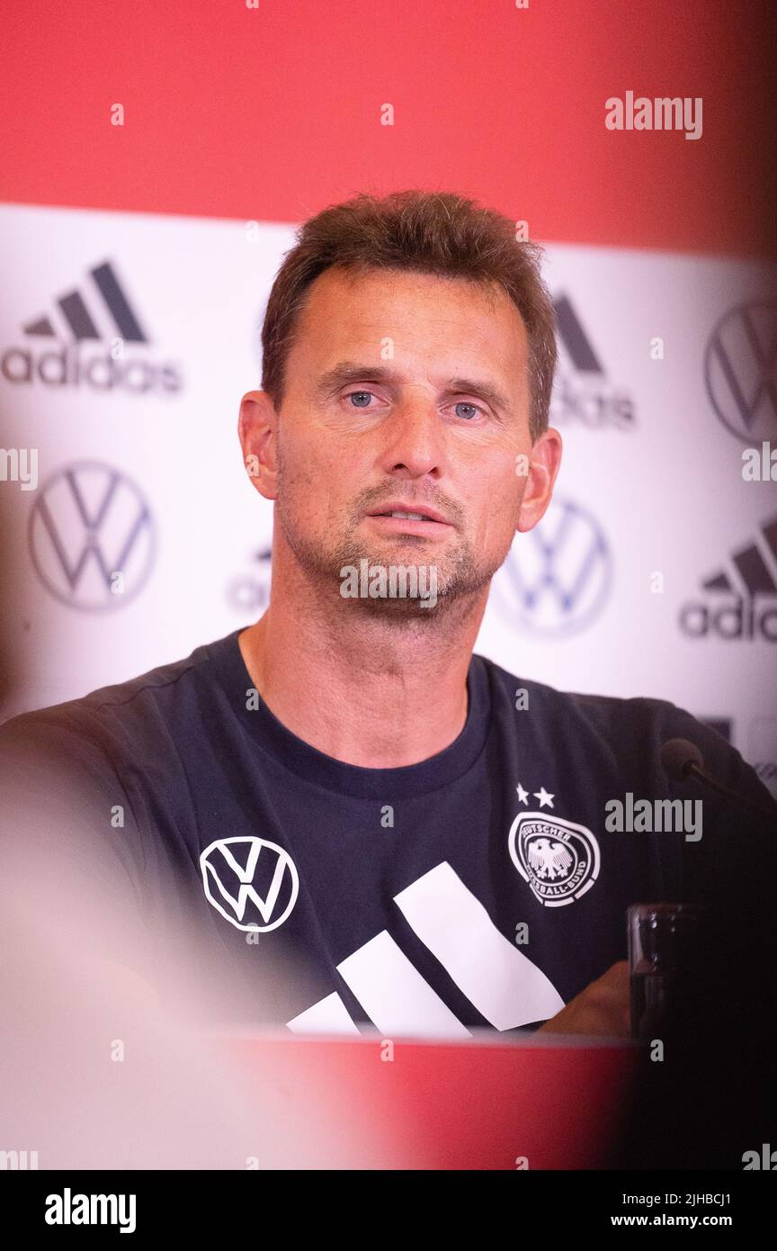 London, UK. 17th July, 2022. Soccer: national team, women, EM 2022, press conference Germany ...