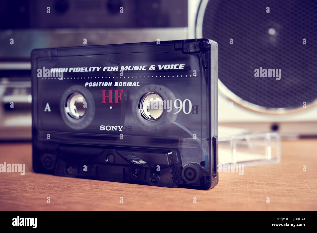 Sony audio cassette in front of a tape recorder Stock Photo - Alamy