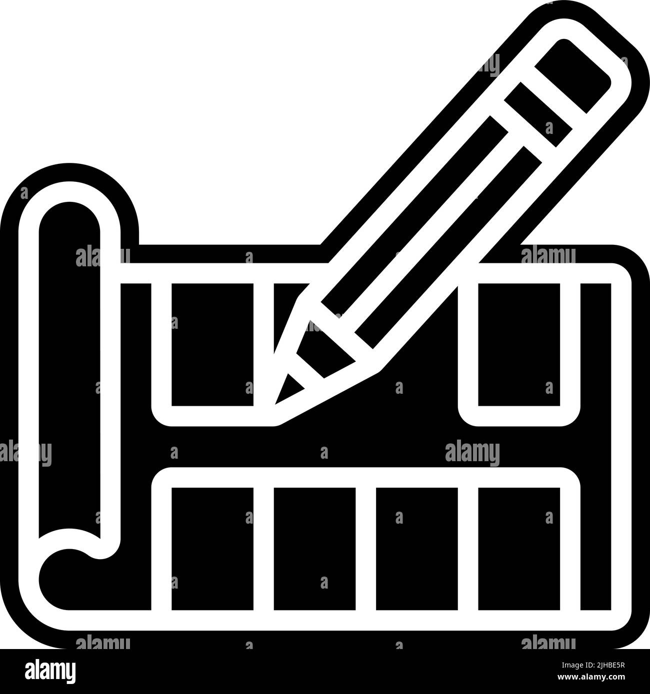 Engineer man blueprint architect house Black and White Stock Photos ...