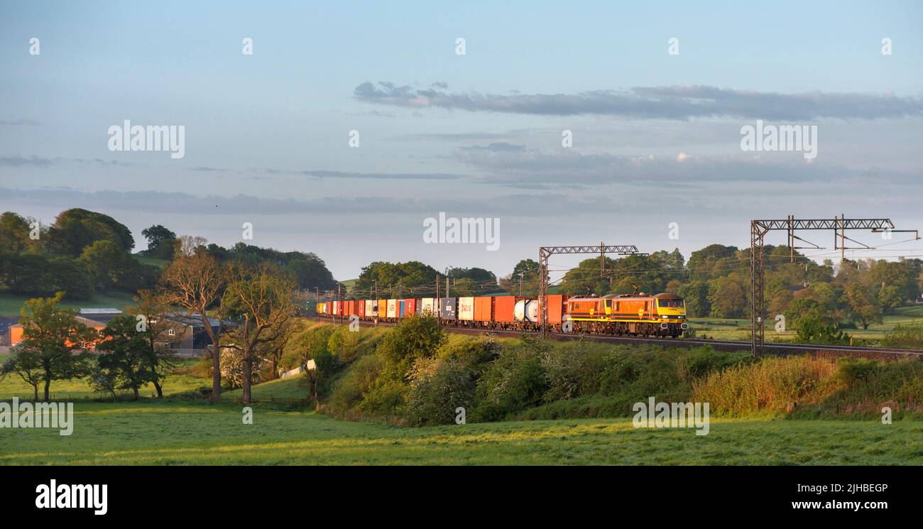 2 Freightliner class 90 electric locomotives on the west coast main ...