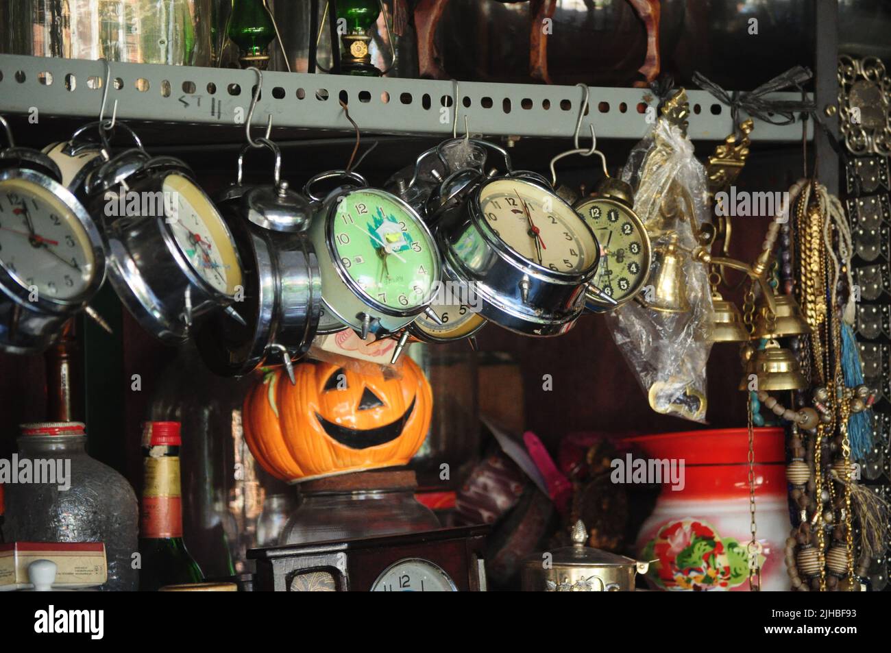 Antique clock hanging halloween clock Stock Photo - Alamy