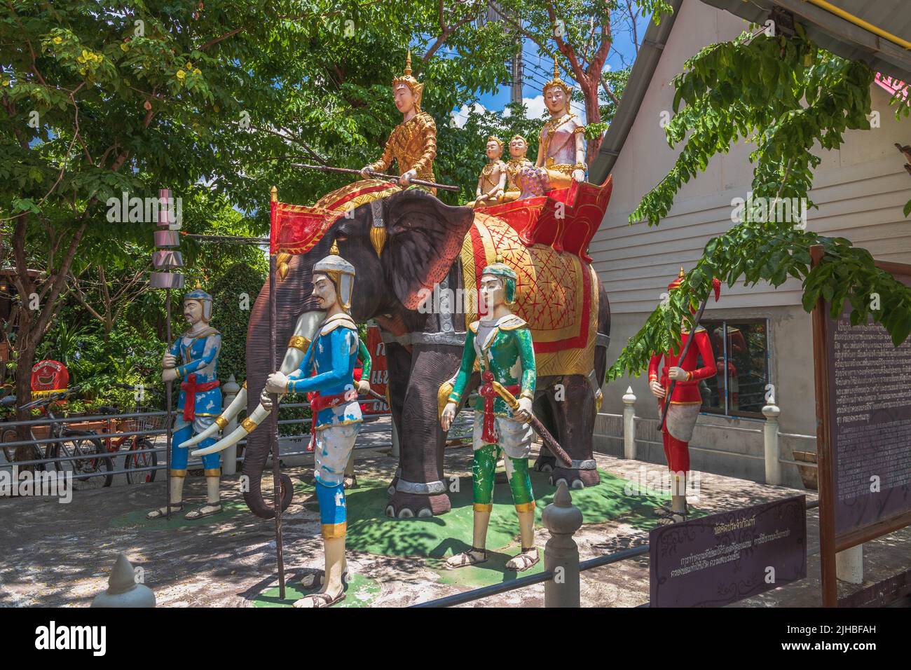 A beautiful shot of sculptures of Wat Phai Rong Wua the heaven and hell ...