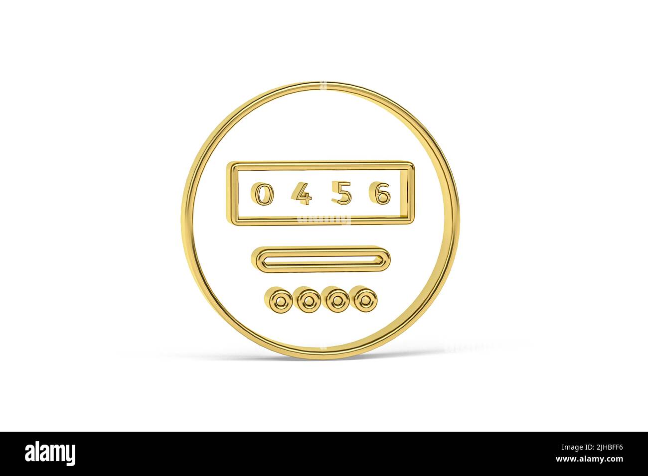 Golden 3d electric meter icon isolated on white background - 3d render ...