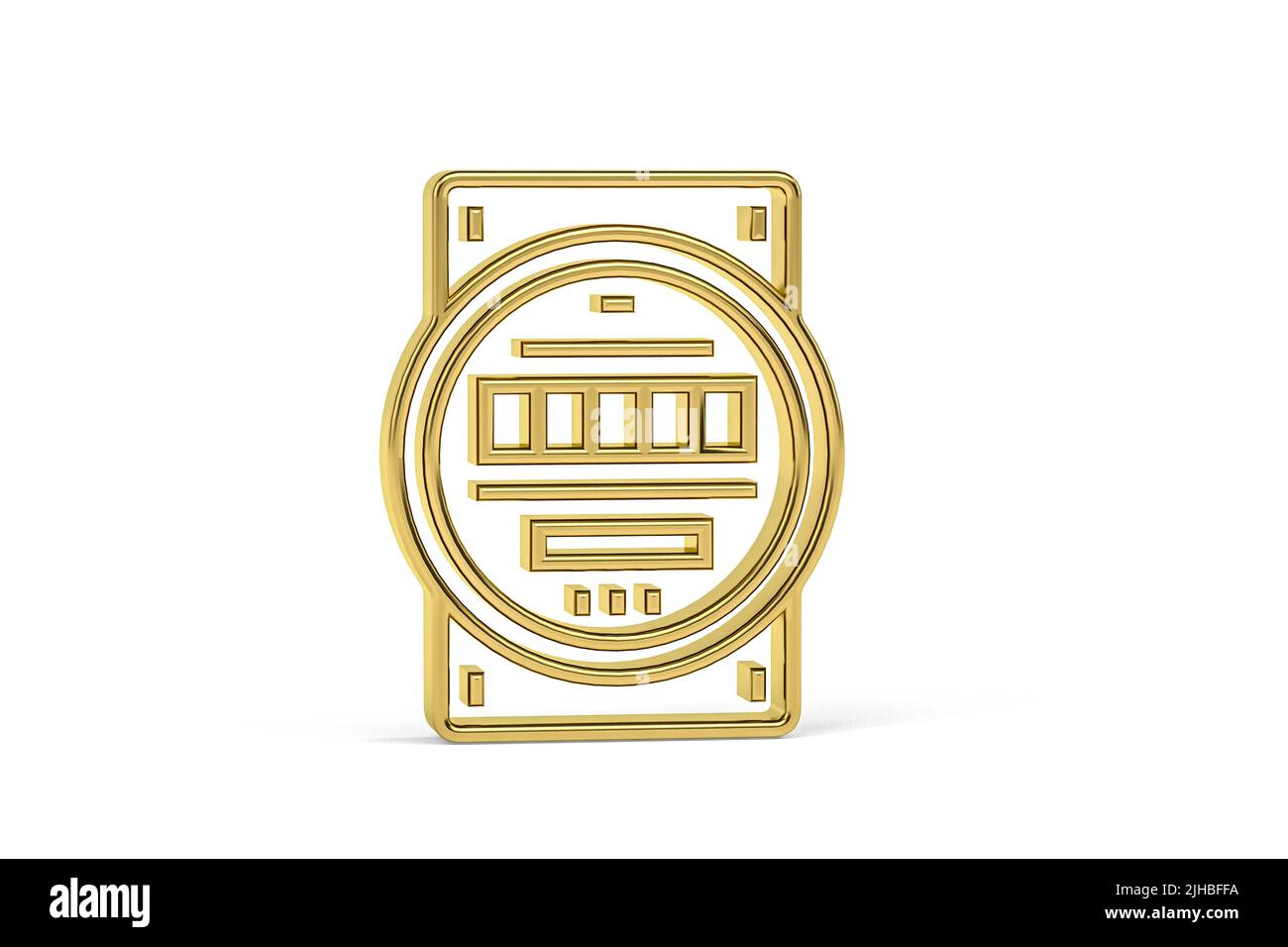 Golden 3d electric meter icon isolated on white background - 3d render ...