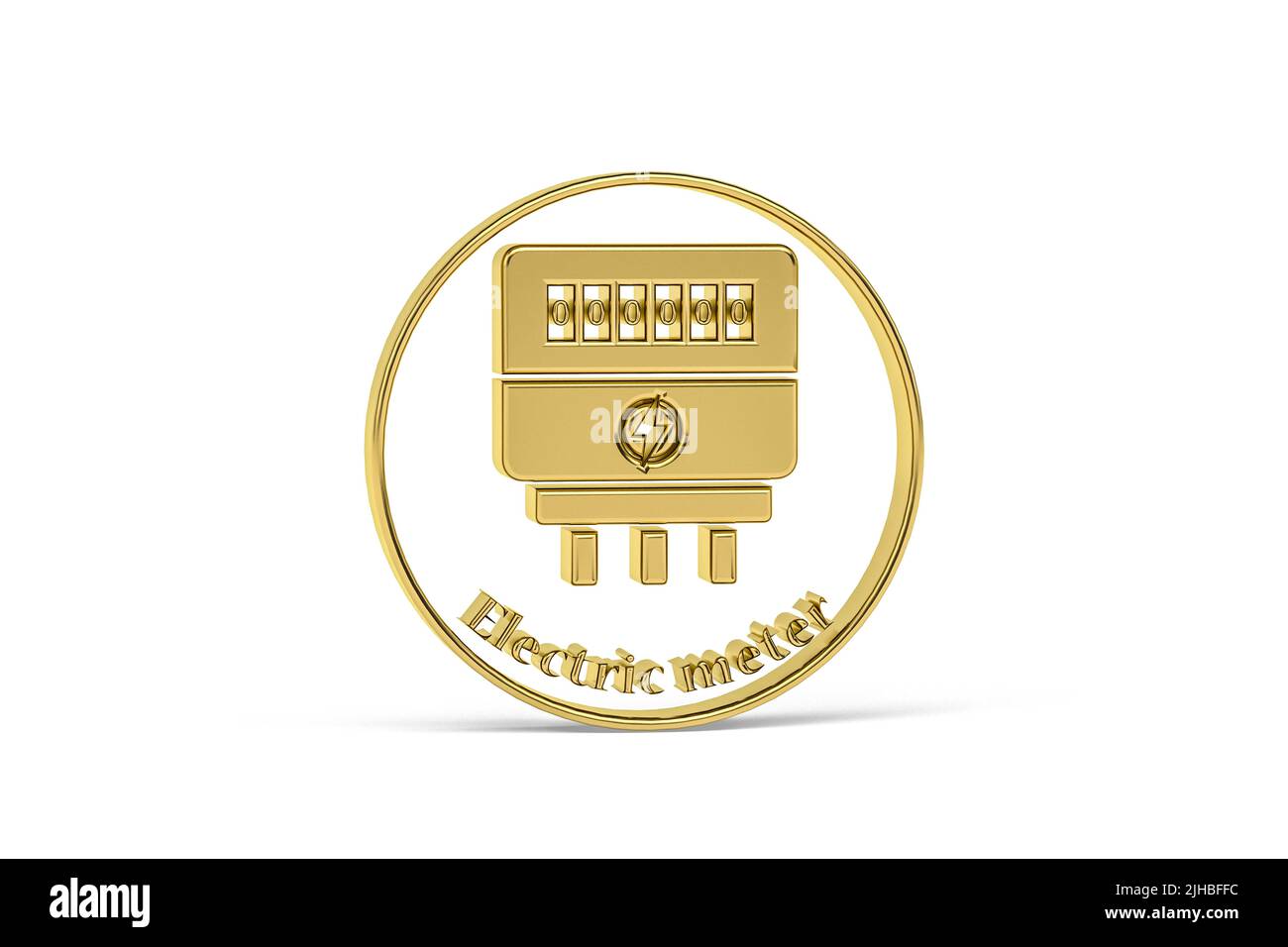 Golden 3d electric meter icon isolated on white background - 3d render ...