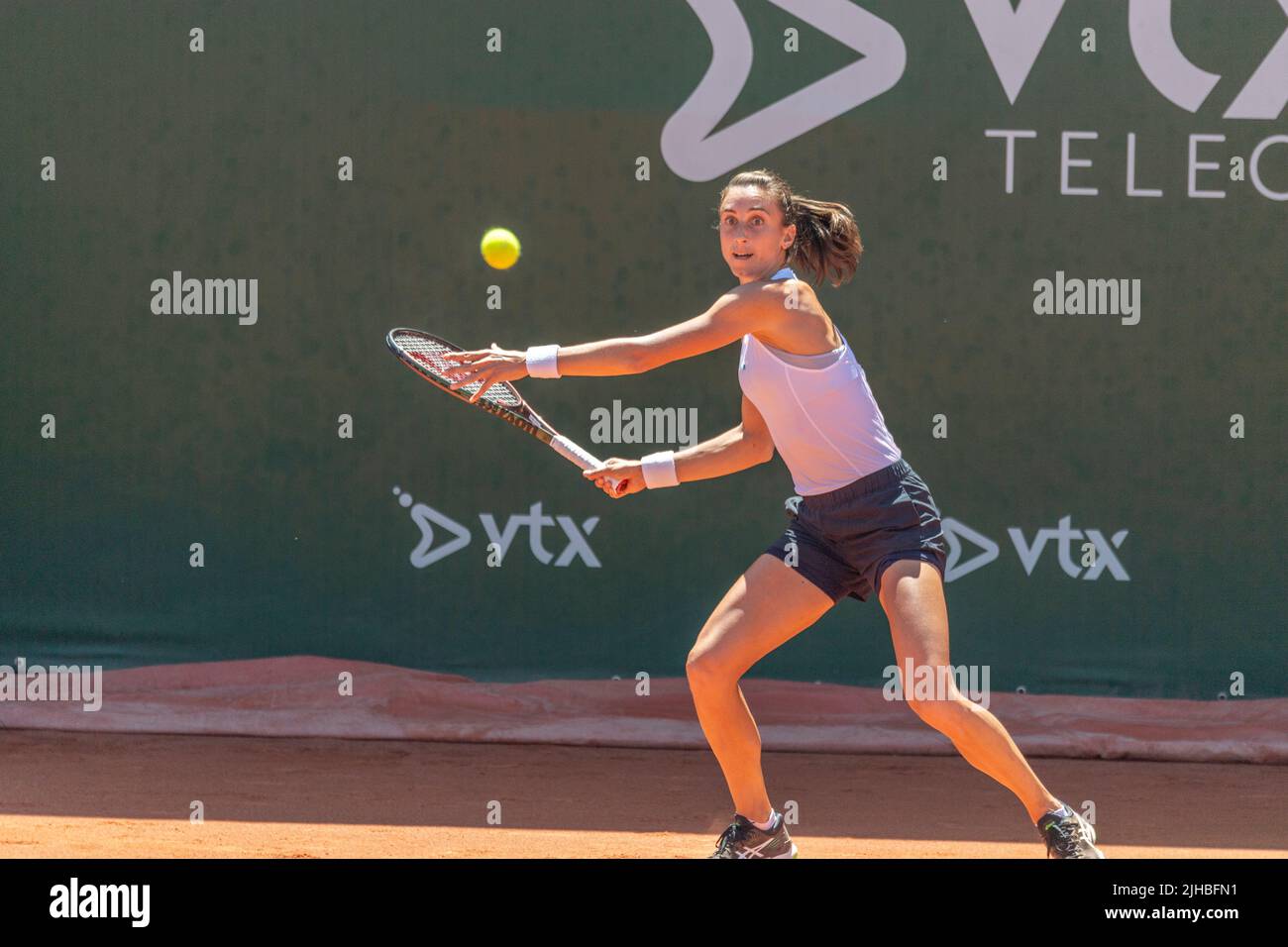 Lausanne Switzerland, 07/17/2022: Petra Marti? of Croatia is in action ...