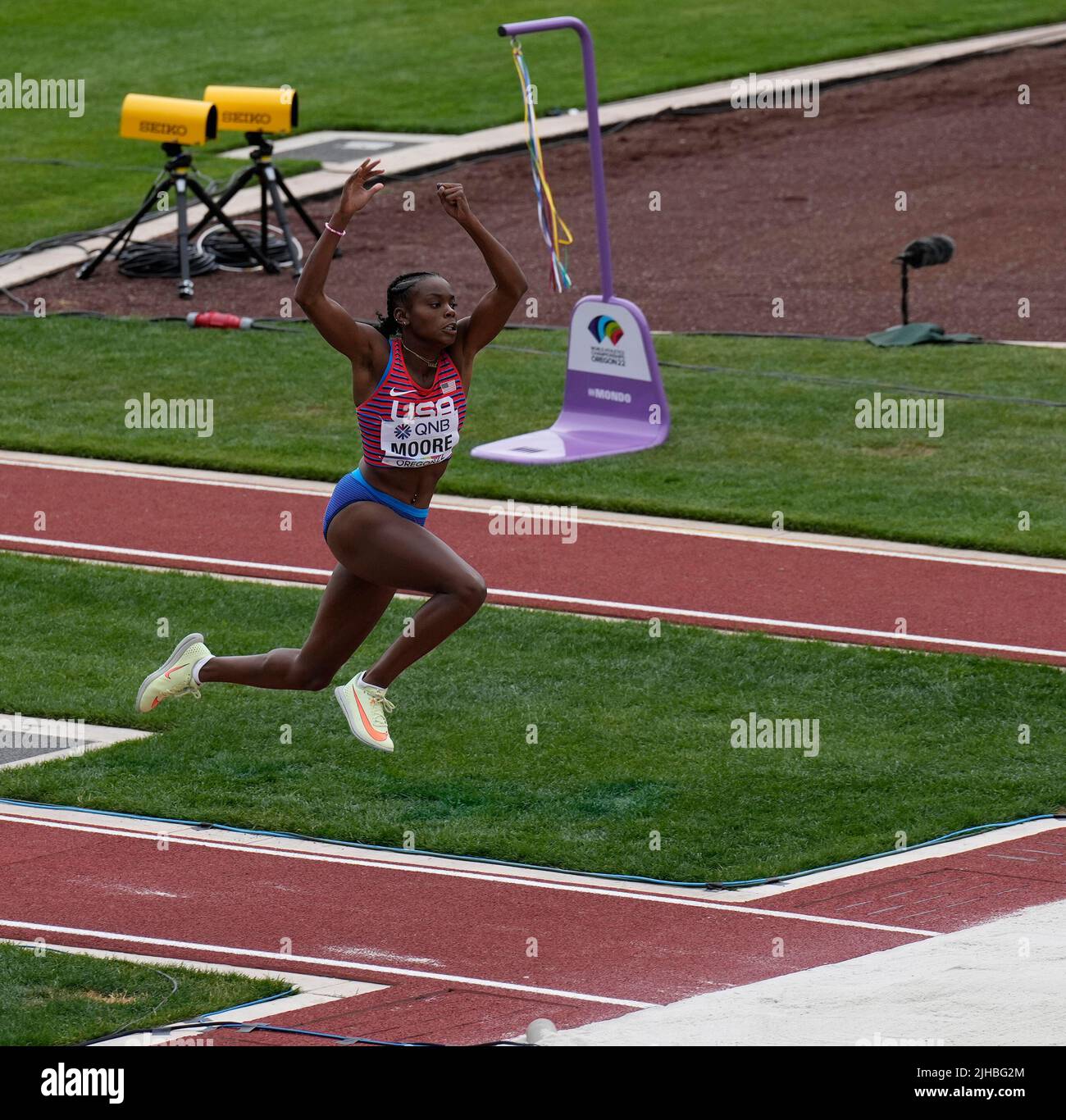 Eugene,, 16 Jul 2022 Jasmine Moore (USA) Seen in action during the ...